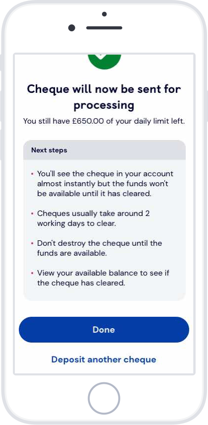 Deposit a cheque using the TSB Mobile Banking App| Help | TSB Bank